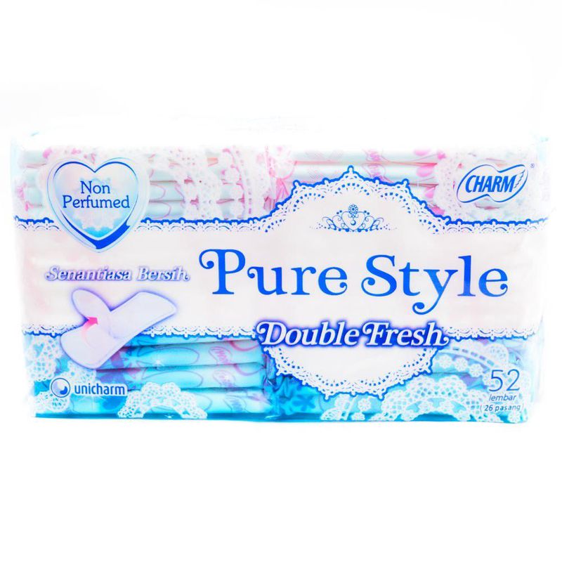 Charm Pantyliner Pure Style Double Fresh Perfume - 1 Karton Isi 28 Pcs