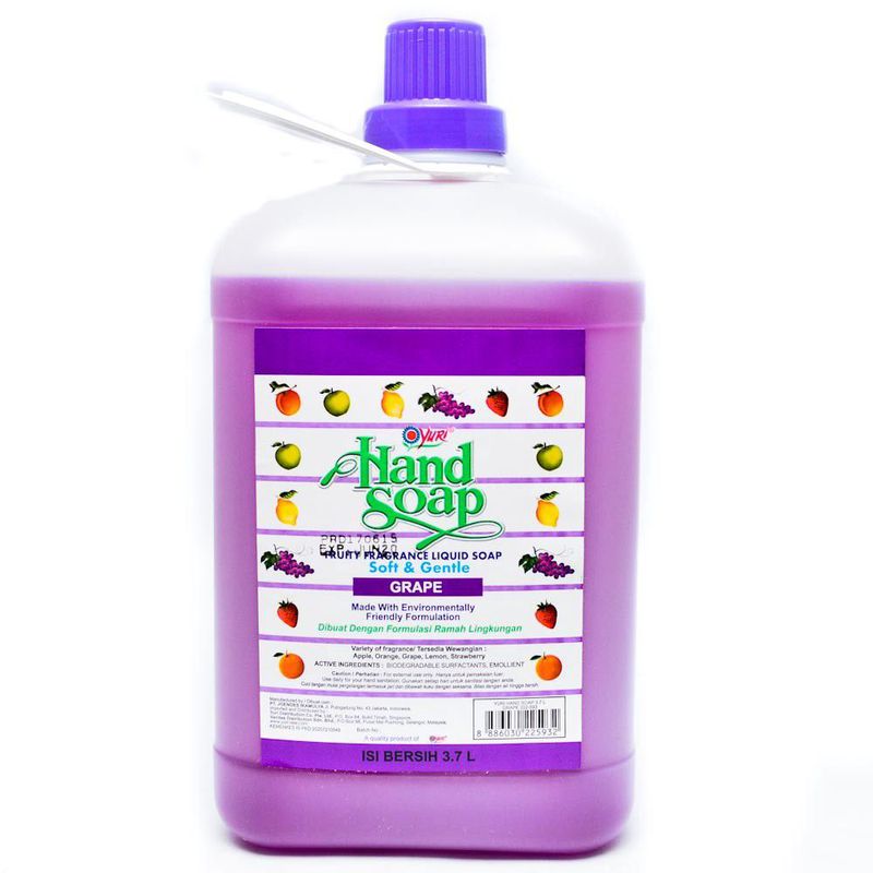 Yuri Hand Soap Liquid Grape - 3.7 L - Karton Isi 4