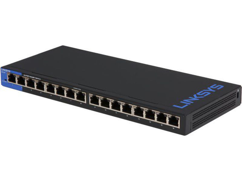 Linksys Desktop Switch 16-Port LGS116 - 10 Gbps - Hitam - Hitam