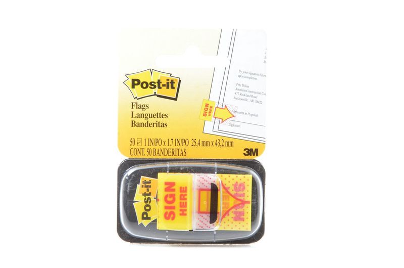 3M Post It Flags 680-9 - Ukuran 1x1.75 Inci - 12 Pad - Sign Here - Putih