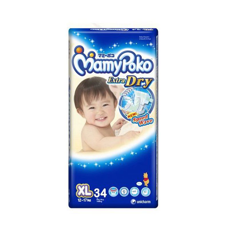 Mamy Poko Popok Bayi Extra Dry - XL - 1 Karton Isi 4 Pak @ 36 Popok - Putih Mamy Poko Popok Bayi Extra Dry - XL - 1 Karton Isi 4 Pak @ 36 Popok - Putih
