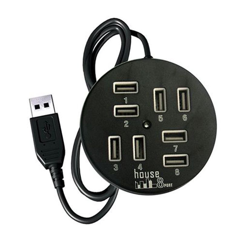 Mediatech USB Hub - Bulat - 8 Port - Support 1 TB - Hitam - Hitam