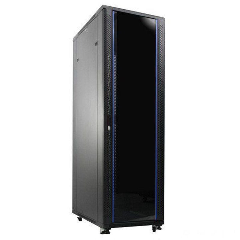 Indorack Standing Glass Rack Server IR9032G - 32 U - Hitam - Hitam