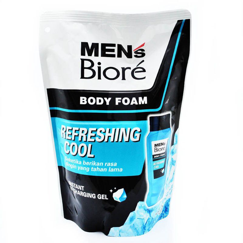 Biore Body Foam Men Refreshing Cool Pouch - 450 ml - Karton Isi 12