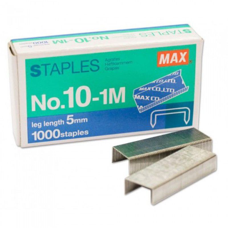 MAX Staples No. 10-1M S2 - 1 Karton Isi 60 Box @ 1000 Staples - Silver