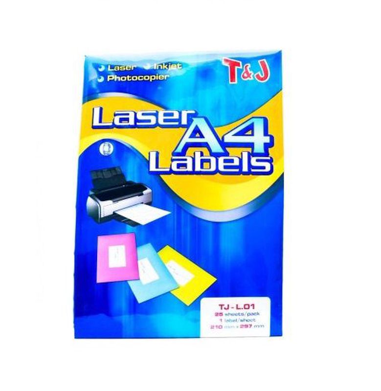 T&J Laser Label TJ-L.01 - A4 - 1 Karton Isi 10 Pak @ 25 Lembar