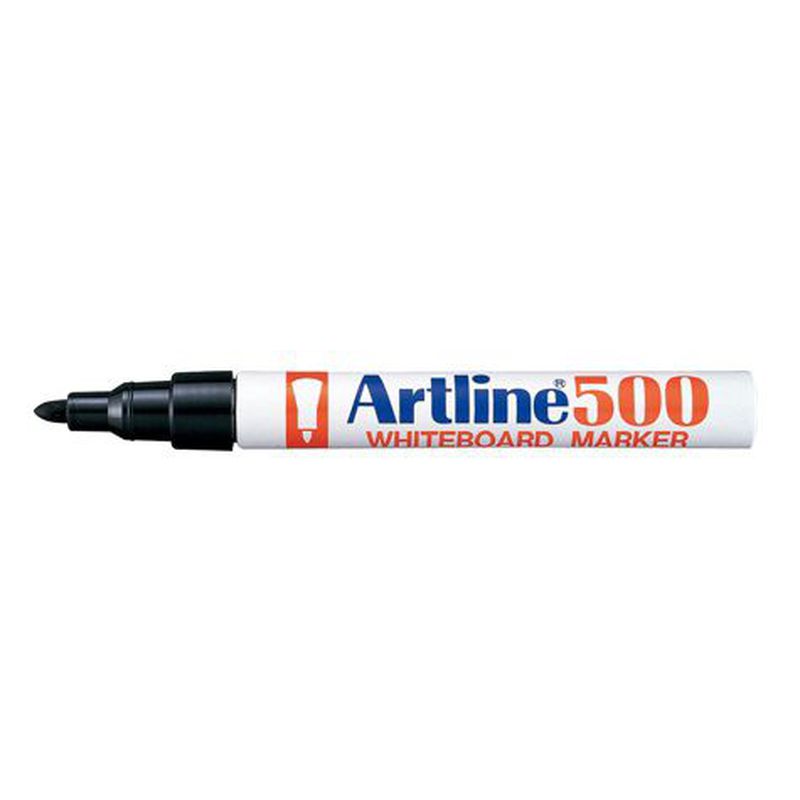 Artline Whiteboard Marker 500 Bullet - Hitam - 1 Pak Isi 12 Pcs - Putih