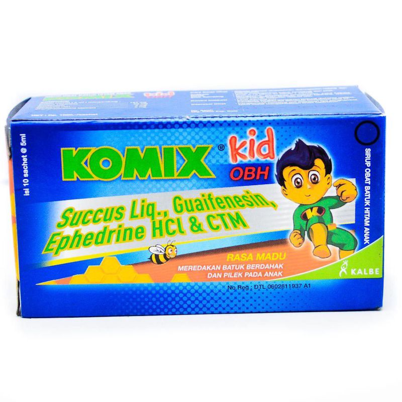 Komix Kid Obat Batuk - Rasa Madu - 1 Karton Isi 20 Pak @ 10 Sachet