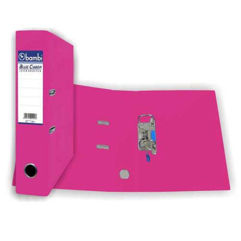 Bambi PVC Lever Arch File 1010 - F4 - 75 mm - Pink Fluoro - 1 Box Isi ...