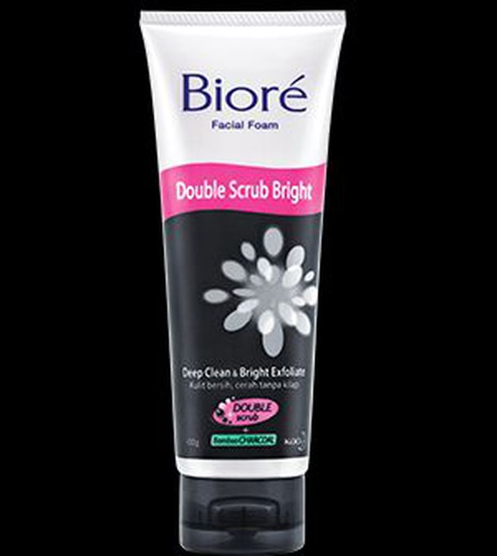 Biore Facial Foam - Double Scrub Bright - 1 Box Isi 24 Pcs @ 100 gram