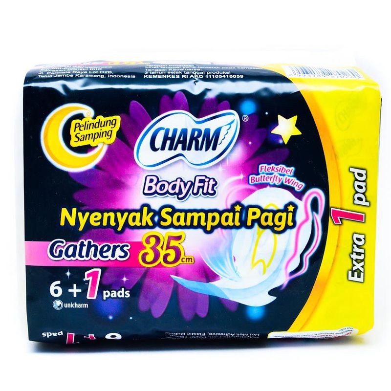 Charm Body Fit Night Wing Non Gathers - 35 cm - 1 Karton Isi 20 Pcs