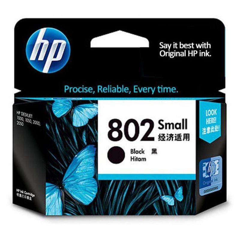 HP Original Small Ink Cartridge 802 - Hitam - Hitam