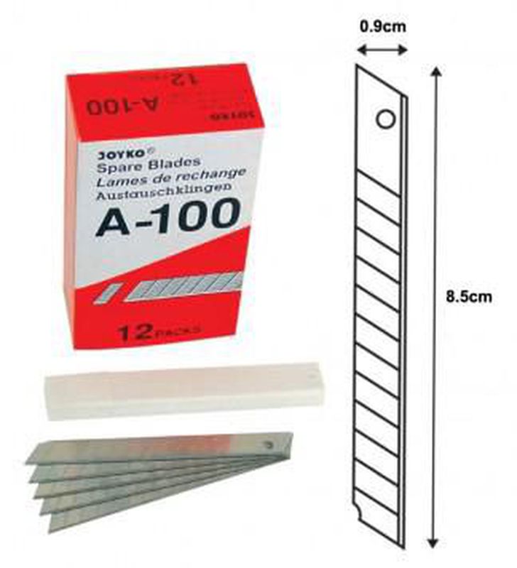 Joyko Isi Ulang Pisau Cutter A-100 - 1 Pak Isi 12 Tube @ 5 Blade - Silver