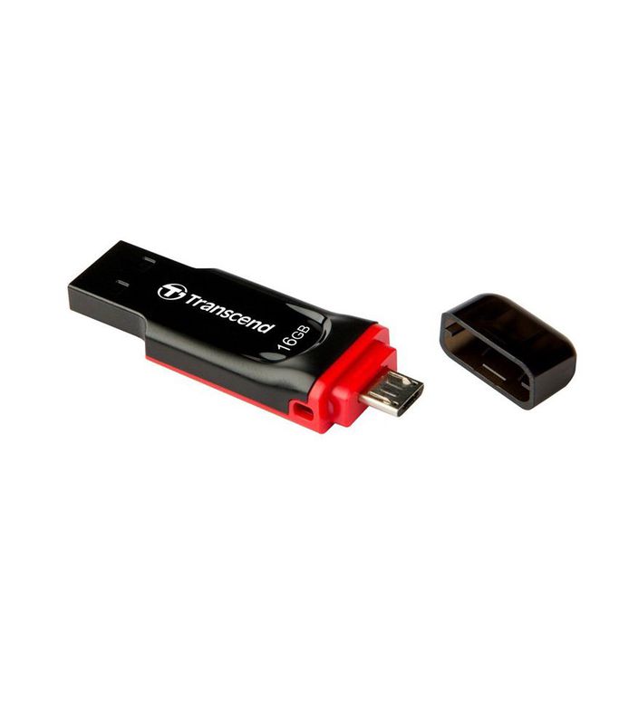 Transcend OTG Flashdisk 340 - 16 GB - Hitam - Hitam
