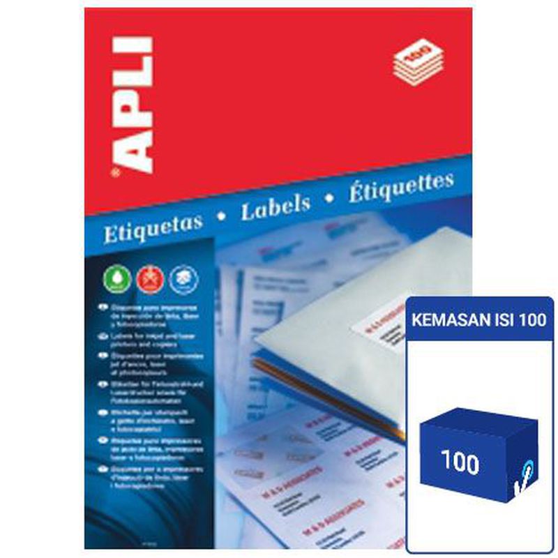 APLI Computer Labels Square Size 63.5x38.1mm 02414 @100 Sheet - Putih
