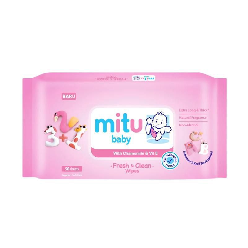 Mitu Baby Tisu Basah Fresh & Clean - Pink - 1 Karton Isi 24 Pak @ 50 ...