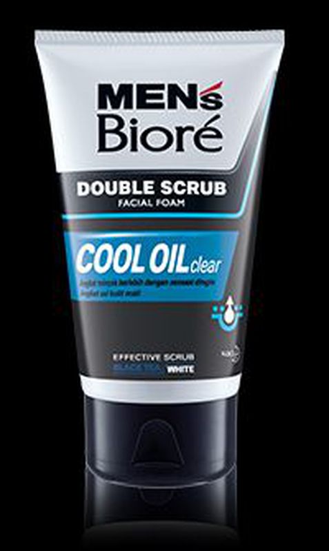 Biore Men's Double Scrub Cool Oil Clear - 1 Karton Isi 24 Pcs @ 100 gram