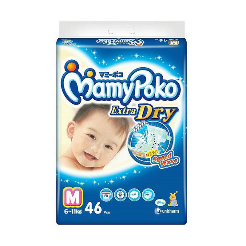 Mamy Poko Popok Bayi Extra Dry - M - 1 Karton Isi 4 Pak @ 46 Popok - Putih