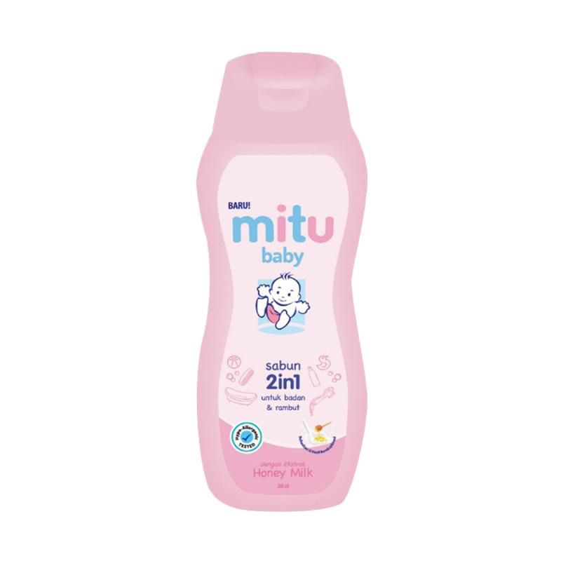Mitu Baby Sabun 2-in-1 Badan & Rambut - 1 Box Isi 36 Botol @ 200 ml - Pink