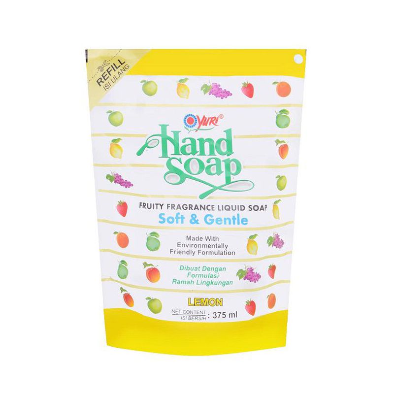 Yuri Hand Soap Liquid - Lemon - 1 Box Isi 12 Pouch @ 375 ml