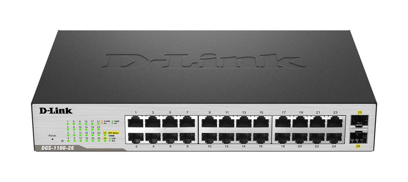 D-Link 26-Port Gigabit Smart Managed Switch DGS-1100-26 - Hitam - Hitam