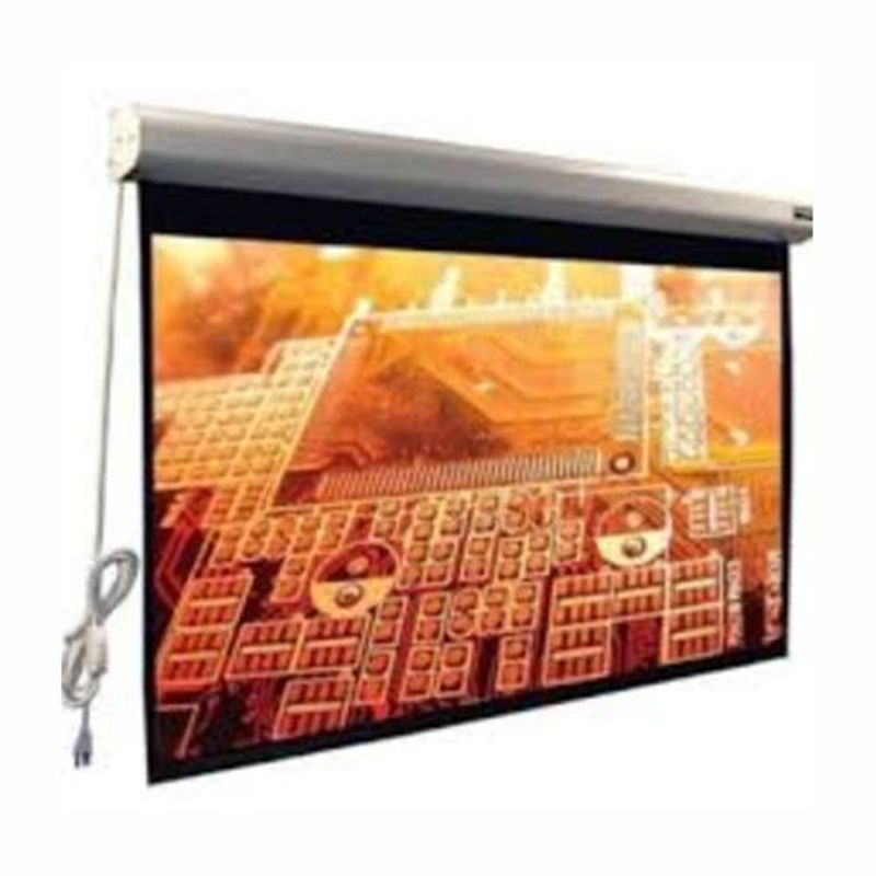 Brite Layar Proyektor Bermotor - MR3030 - 120 Inci - Putih - Putih