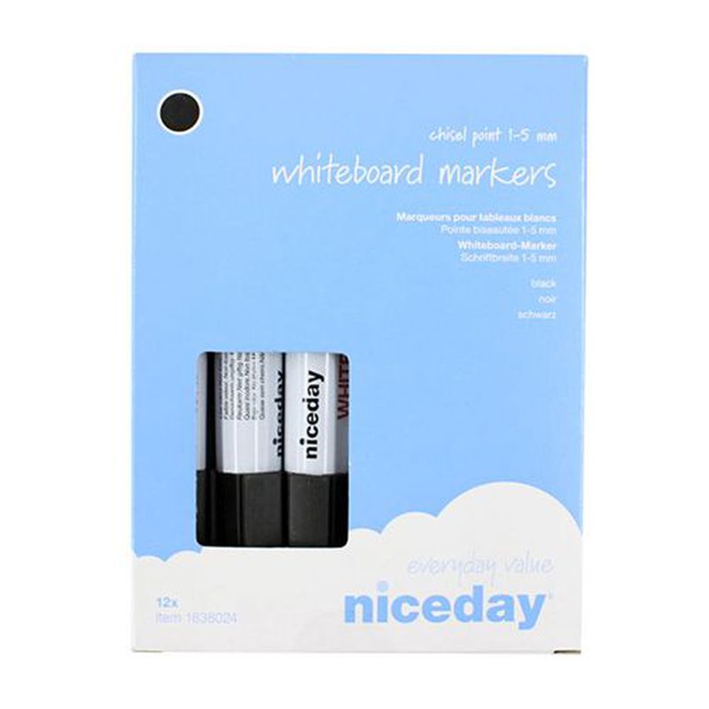Niceday Whiteboard Markers Chisel 34615471 - Hitam - 1 Pak Isi 12 Pcs ...