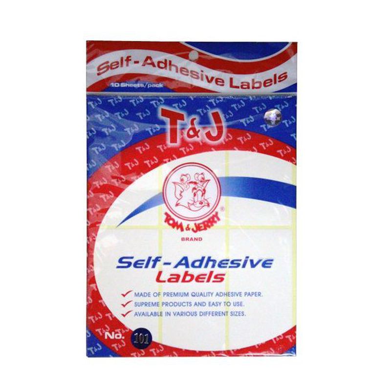 T&J Stiker Label Polos No. 101 - 50 x 100 mm - 1 Karton Isi 25 Pak @ 10 Lembar - Putih