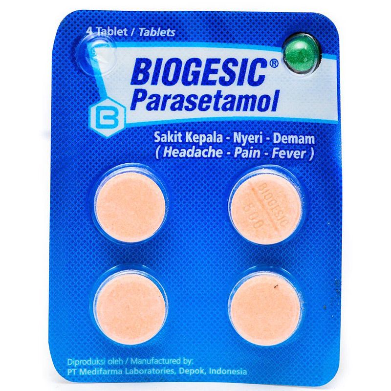 Biogesic Parasetamol - 1 Set Isi 25 Blister @ 4 Tablet - Biru