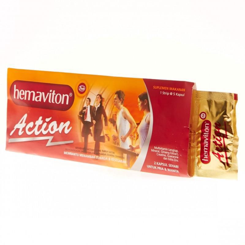 Hemaviton Action Suplemen Makanan - 1 Set Isi 10 Strip @ 5 Kapsul