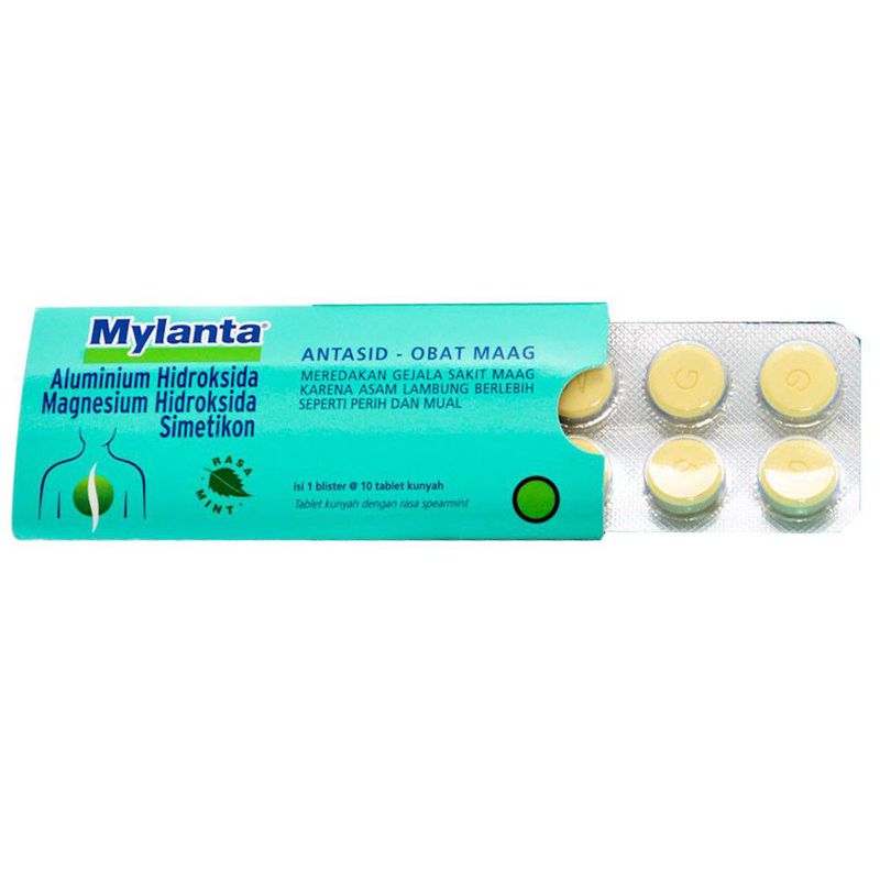 Mylanta Obat Maag - 1 Set Isi 10 Strip @ 10 Tablet
