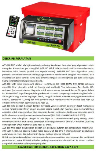 ALAT UJI EMISI GAS BUANG MESIN BENSIN (BRAINBEE GAS ANALYZER AGS-688 MID)