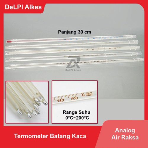 Termometer Thermometer Batang Stick Kaca Air Raksa 0ºC ~ 200ºC 30 Cm ...