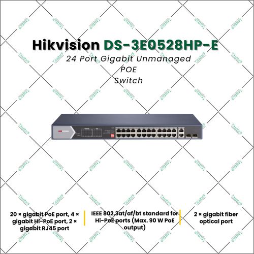 Hikvision DS-3E0528HP-E 24 Port Gigabit Unmanaged POE Switch