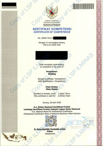 Sertifikasi BNSP-Plate Welder SMAW 2G