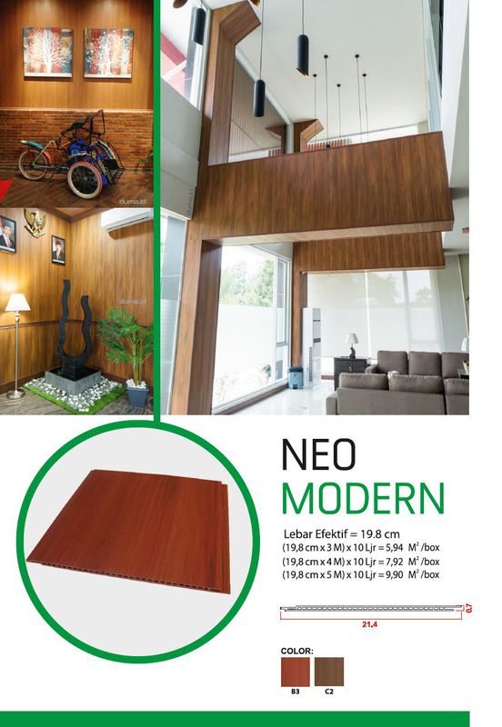 Duma Panel Tipe Neo Modern | Plafon WPC anti rayap dan tahan air, tidak ...