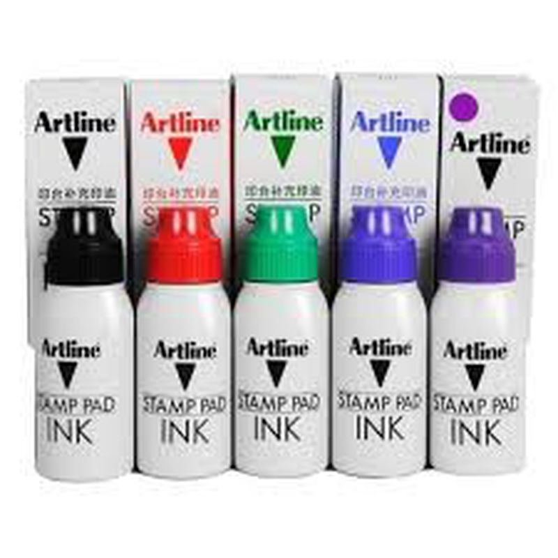 Stamp Pad Ink Artline ESA-2N - 1 Kotak Isi 12 Botol @50ml - Hitam