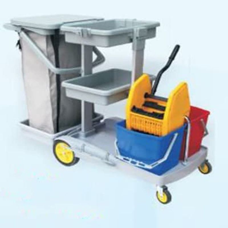 Janitor Cart With Double Bucket Besar D-11D / Trolley Cleaning / Troli ...