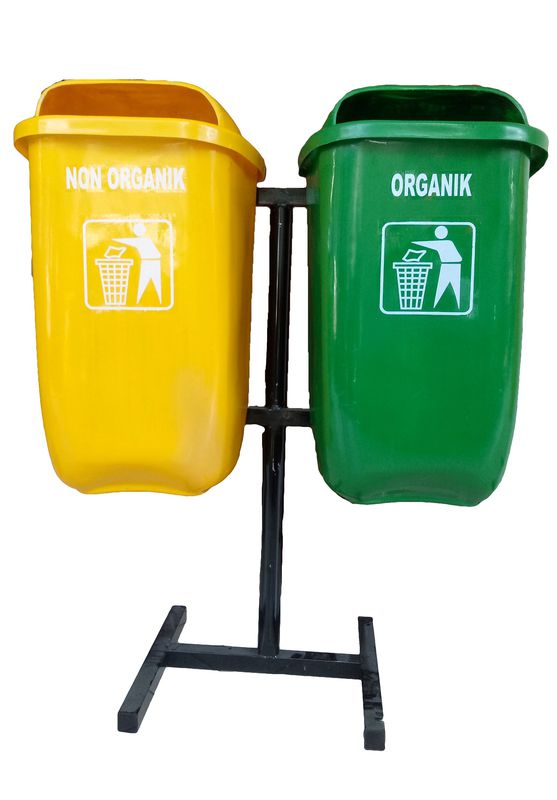 TEMPAT SAMPAH TANAM TABUNG / Tong SAMPAH Fiber 2 in 1 Outdoor Double