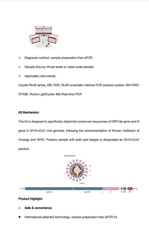 Reagen PCR For Coyote 2019-NCov PrepFree Q PCR Kit