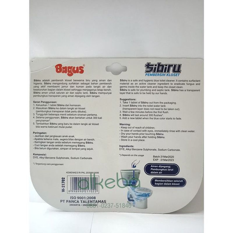 Pembersih Toilet Kloset Merk Bagus Si Biru Kemasan 50 Gr X2