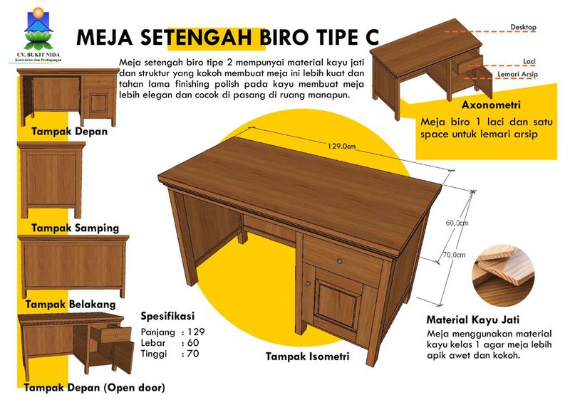 Meja 1/2 Biro Tipe C
