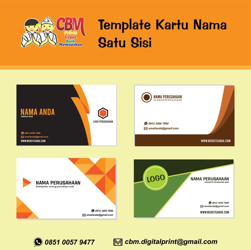 Cetak Print Kartu Nama Name Card Satu Sisi