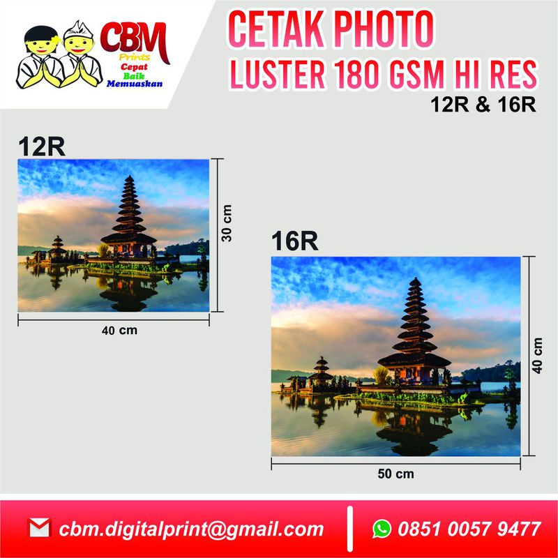Cetak Print Foto Photo Luster 180 Gsm Hires - 16R