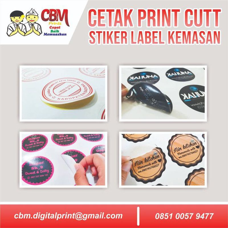 Paket Cetak Print Cut Cetak Potong Stiker Label Kemasan - Vinyl