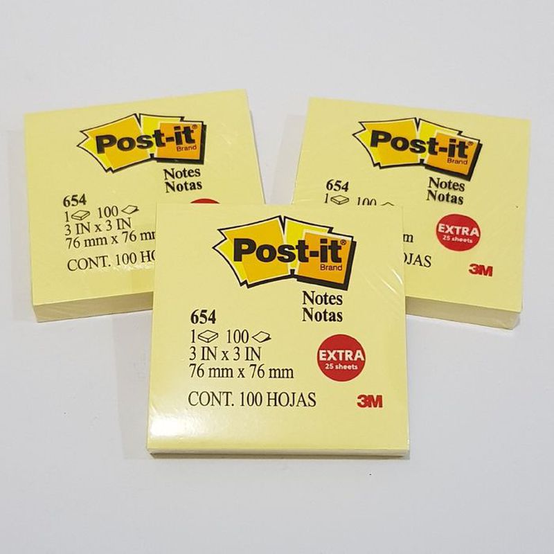 Post It / Sticky Note Merk 3M No. 654 Warna Kuning