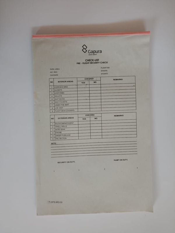 Buku Form Pre Flight Security Check