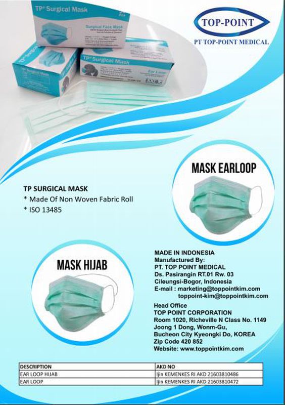 MASKER EARLOOP 3PLY TOP POINT
