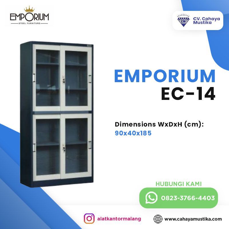 Almari Arsip Besi Emporium EC-14 Pintu Sliding Kaca