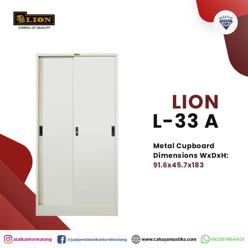 Almari Arsip besi LION L33A Pintu Sliding Kaca